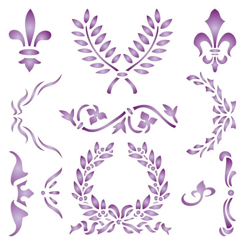 Classic Stencil - 16.5 x 16.5cm (M) - Reusable Fleur-de-lis Laurel ...