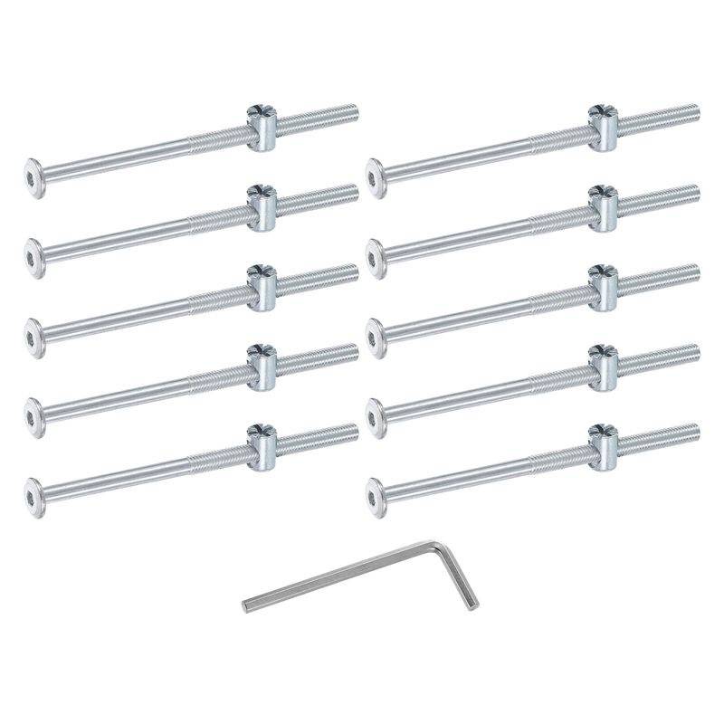 sourcing map 10Pcs Bed Frame Bolts, M6 x 110mm Hex Socket Head Screws ...