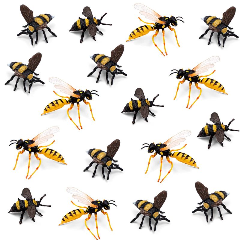 RoundFunny 20 Pcs Honey Bee Figurine Realistic Animal Bee Figurine Set ...