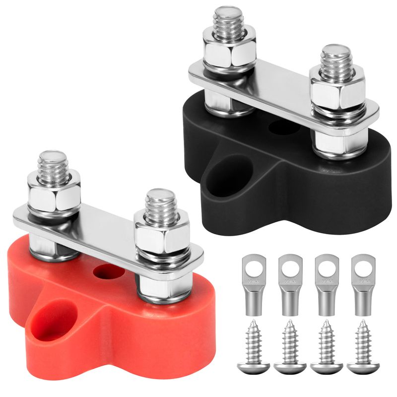 QIMEI-SHOP Dual Connection Bolts M6 Battery Terminal Blocks 12V-48V ...