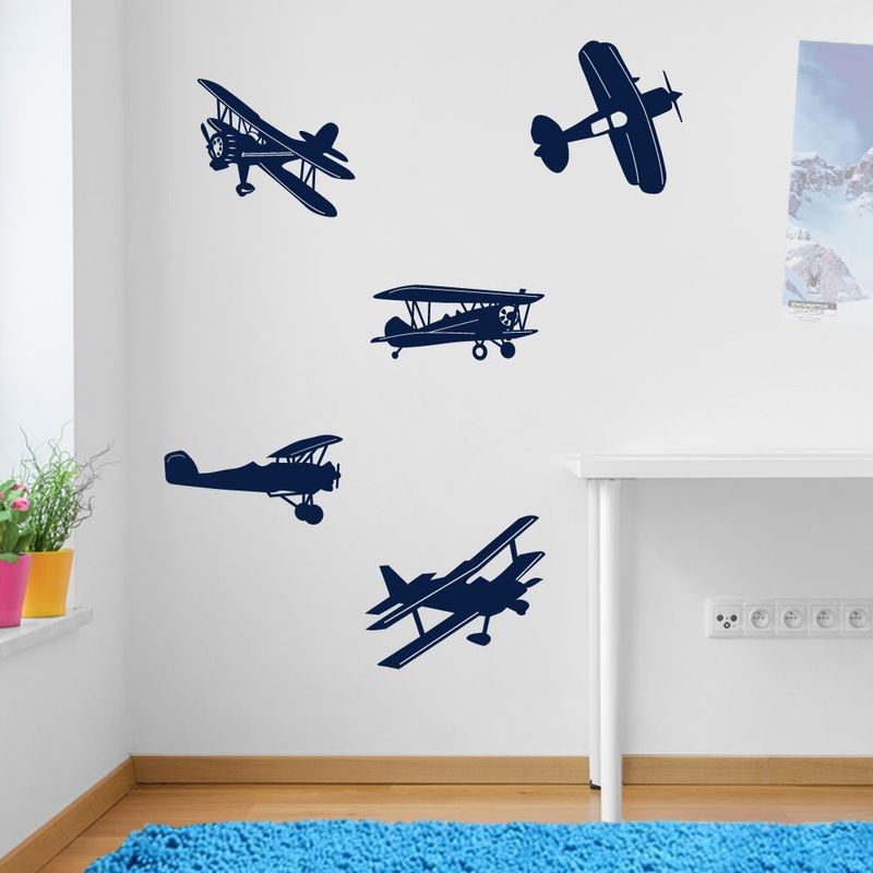 Aeroplane Airplane Plane Set Wall Decorations Window Stickers Wall ...