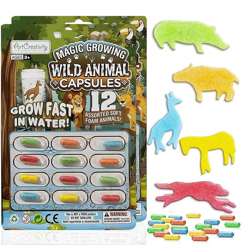 ArtCreativity Magic Growing Dinosaur Capsules, 2 Packs with 12 ...