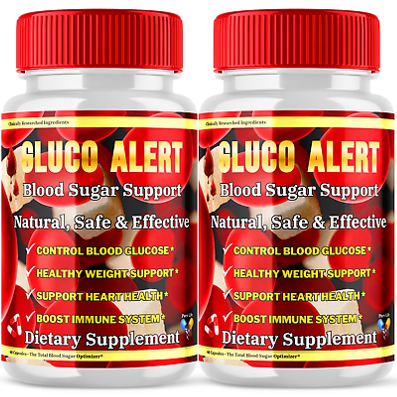 (2 Pack) Gluco Alert Blood Sugar Support Capsules Advanced Pills (120 ...