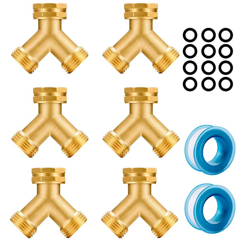 SIGURANTA Garden hose splitter, Brass Y-Type Unrestricted Flow Fitting ...