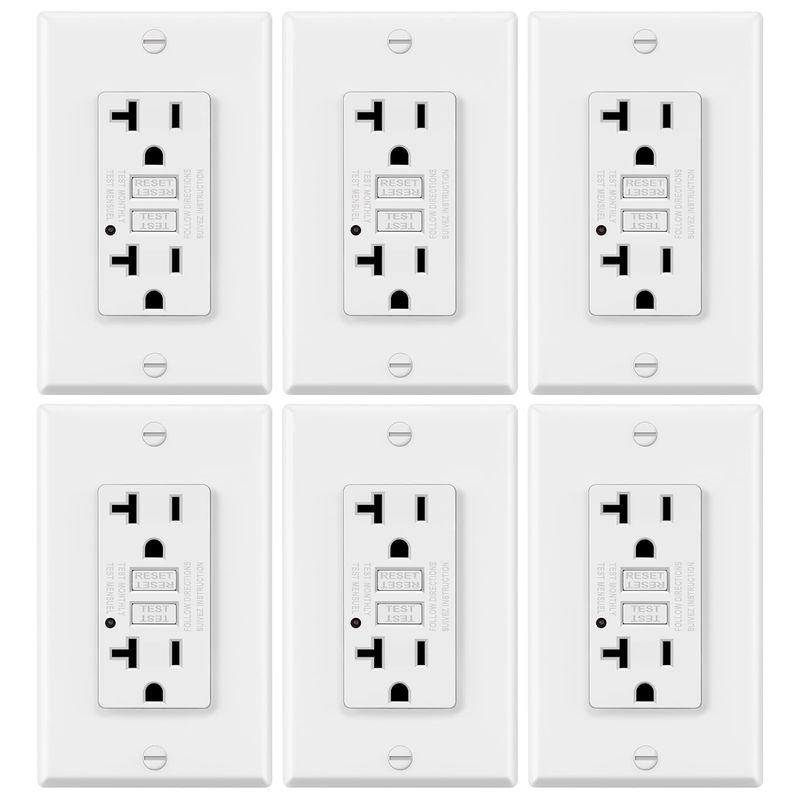 ELECTECK 6 Pack GFCI Outlets 20 Amp, Non-Tamper Resistant, Decor GFI ...