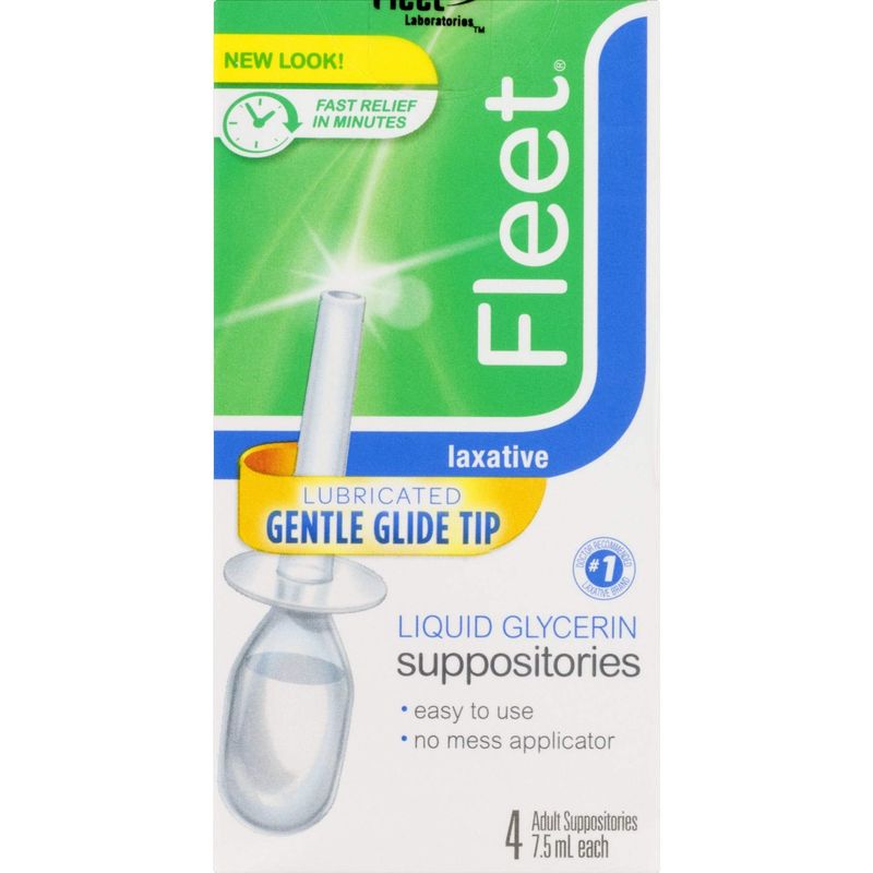 Fleet Liquid Glycerin Suppositories for Adult Constipation, 7.5 mL, 4 ...