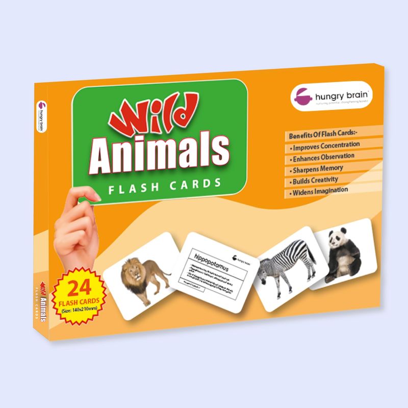 Hungry Brain Wild Animals Flash Cards, Kids, Toddler Flashcards with 24 ...
