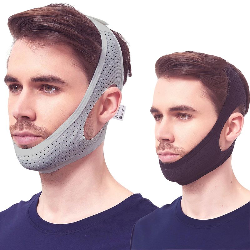 Yootar Chin Strap for Cpap Users, 2 Pack Black & Grey Comfortable Mesh ...