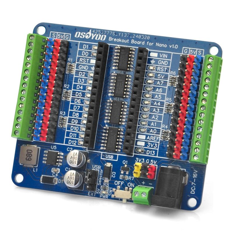 OSOYOO Nano IO Shield Breakout Board mit GPIO-Status-LED, Terminal ...