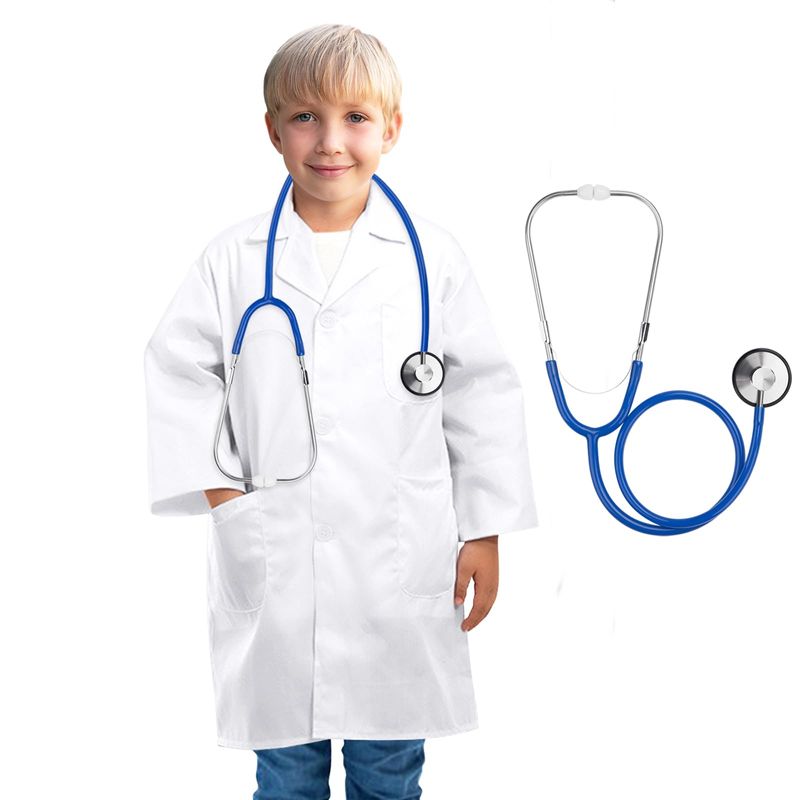 ERDOGLY Doctor Costume for Kids, White Doctor Coat with Stethoscope ...