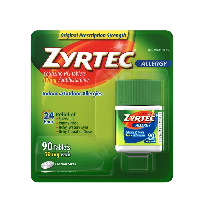 Zyrtec 24 Hour Allergy Relief Tablets - 10mg, 90 ct - Online ...