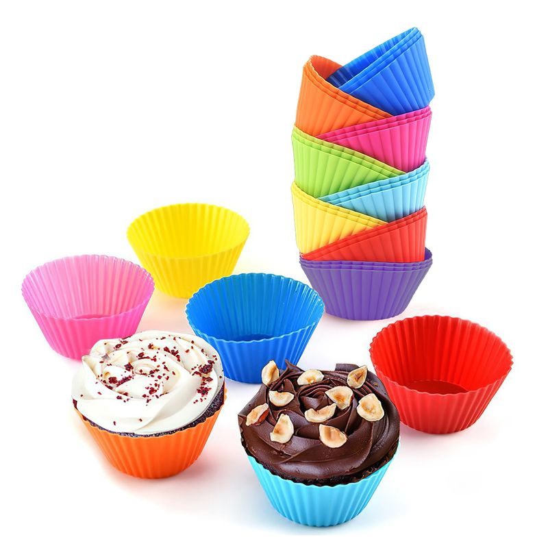 Silicone Cupcake Cases, 24 Pack No-Stick Baking Silicone Muffin Cases ...