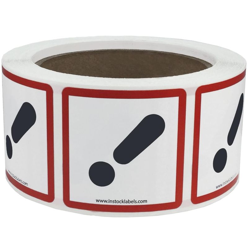 GHS Pictogram Labels Exclamation Mark 2 x 2 Inch Square 500 Adhesive ...