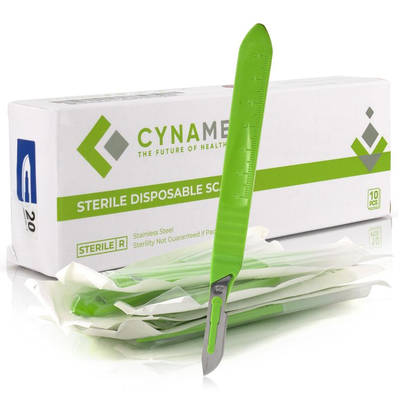 CYNAMED # 20 Disposable Scalpel with Plastic Handle - Sterile Single ...