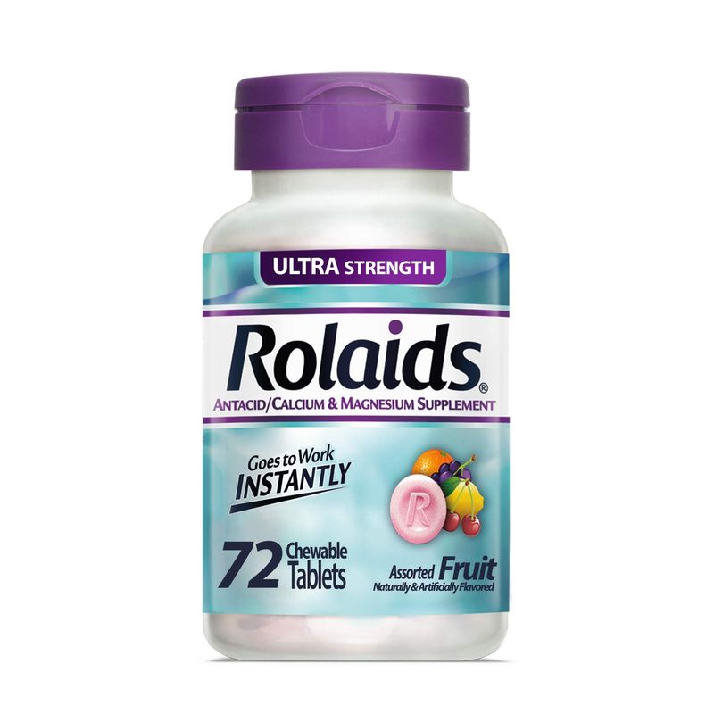 Rolaids Ultra Strength Antacid, 72 Chewable Tablets, Assorted Fruit ...