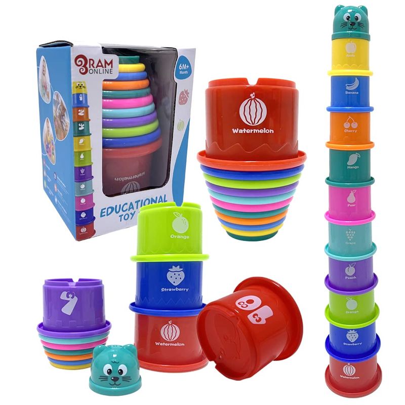 Ram© Baby Kids 11 Piece Stacking Cups Stackers Pre-school Learning Toy ...