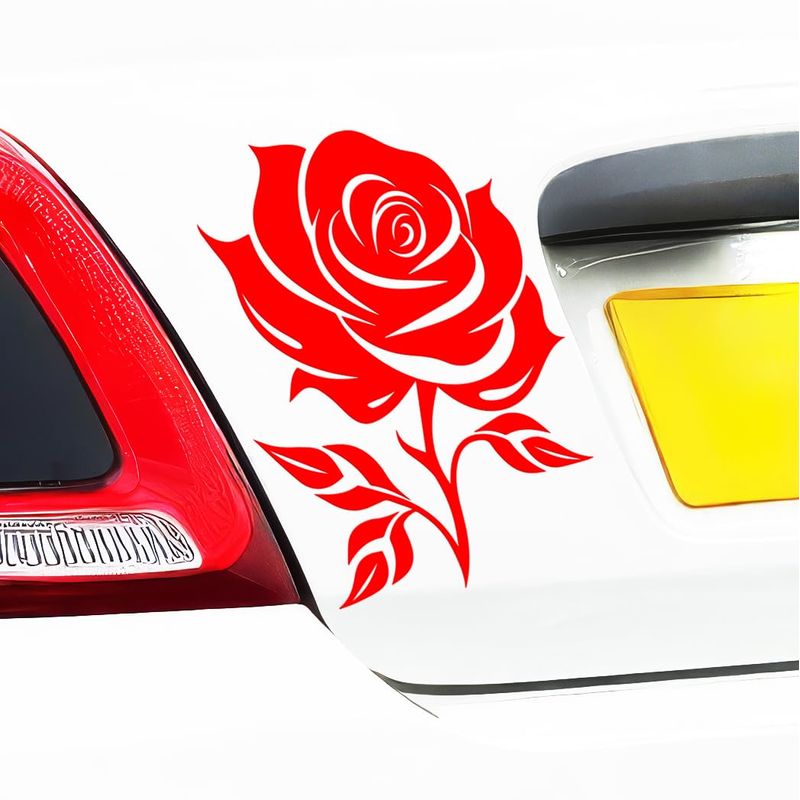 Fear7FX Rose Car Sticker, Vinyl Decal, 140mm x 180mm, Red, Floral ...