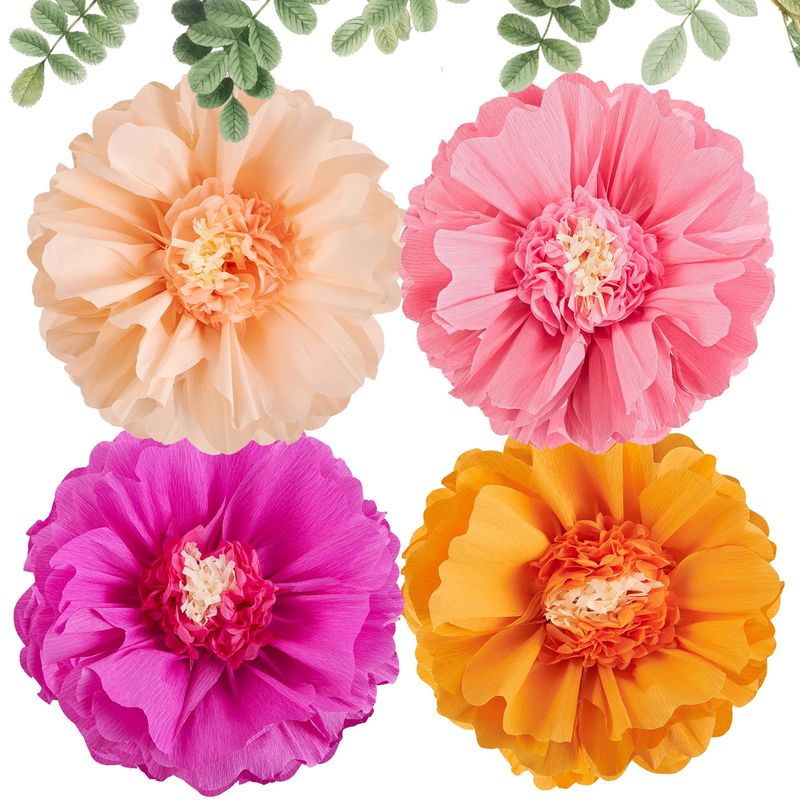 SUNBEAUTY 50cm Paper Flower Pink Craft Flowers Orange Tissue Paper ...