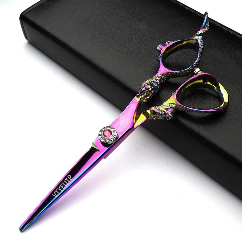 Professional 6.0 Inch Rainbow color Dragon Handle 440C Salon Hair ...
