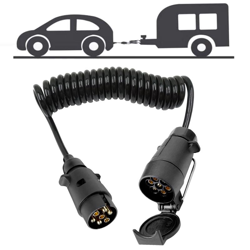 3M 7 Pin Trailer Extension Coiled Cable with Trailer Adapter Plug ...