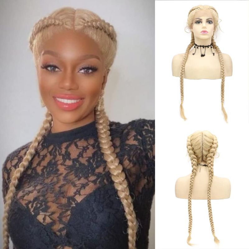AFbeauty 30Inch Extra Long Blonde Dutch Twins Braided Wig for Women ...