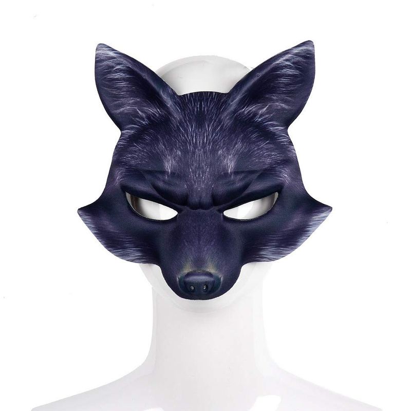 Vocoliday 1Pcs Halloween Fox Half Mask Animal Face Mask Fox Cosplay ...