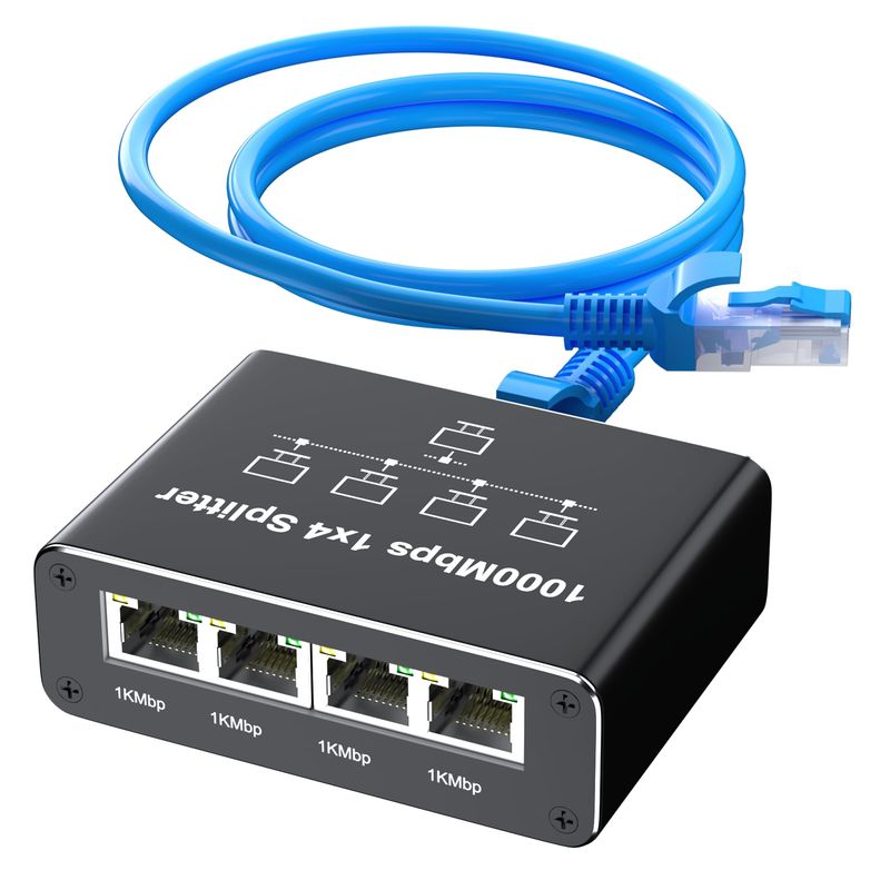 Switching Hub, LAN Splitter, 1 Input, 4 Output, 1.5 Meters, LAN Hub, 5 ...