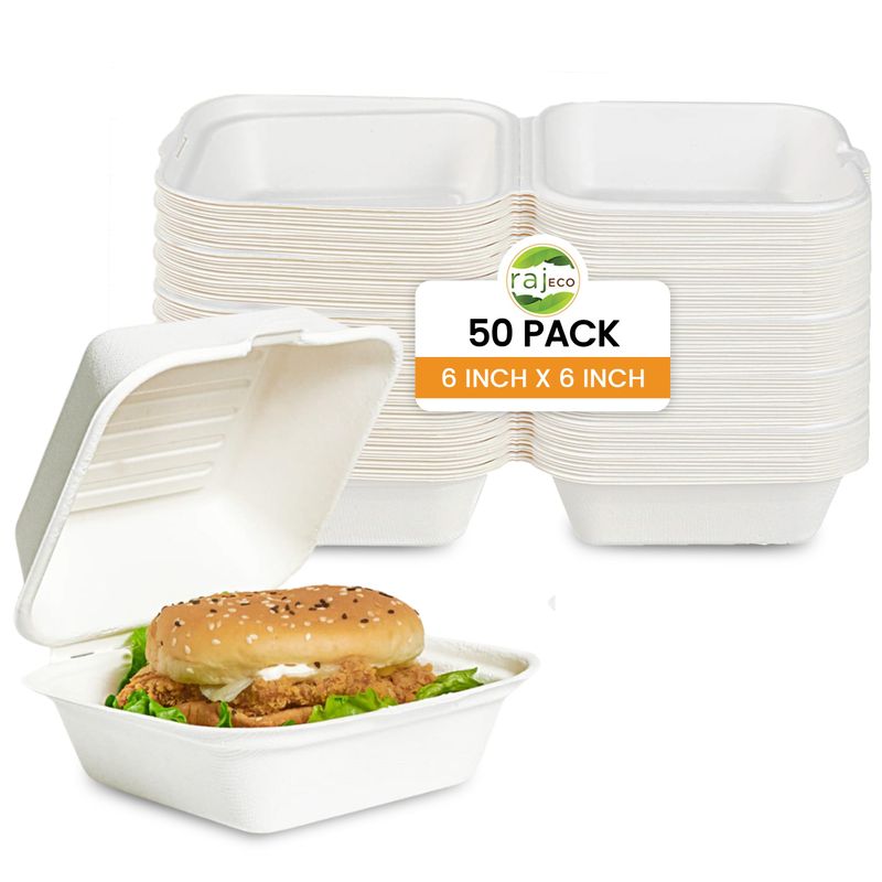Raj Eco To Go Containers 6" Take out food containers Compostable ...