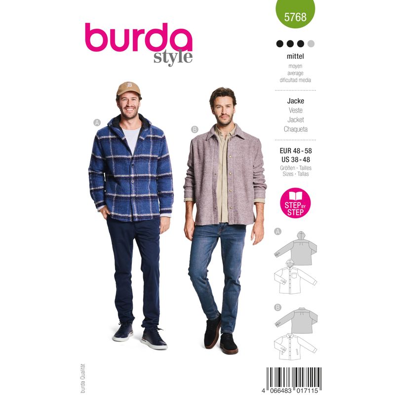 Burda Style Sewing Pattern Men's Jacket Lined Sizes 48-58 - Online ...