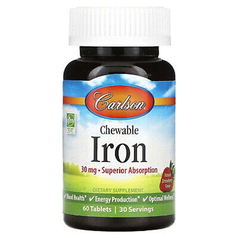 Chewable Iron, Strawberry, 30 mg, 60 Tablets - Online Marketplace ...