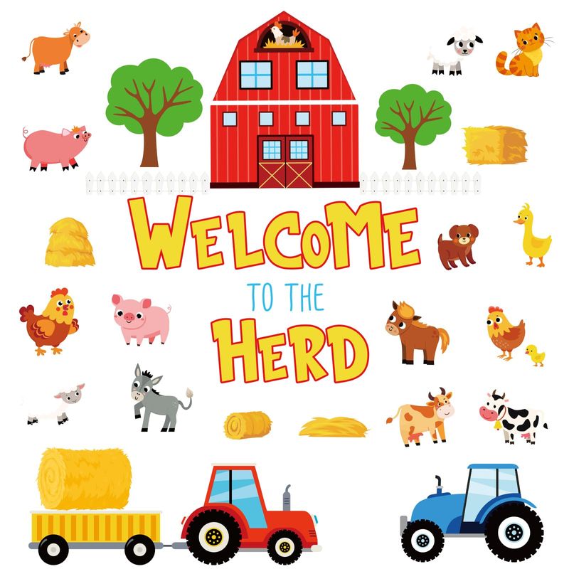 Tenceur 89 Pcs Farm Bulletin Board Cutouts Farm Animals Classroom ...