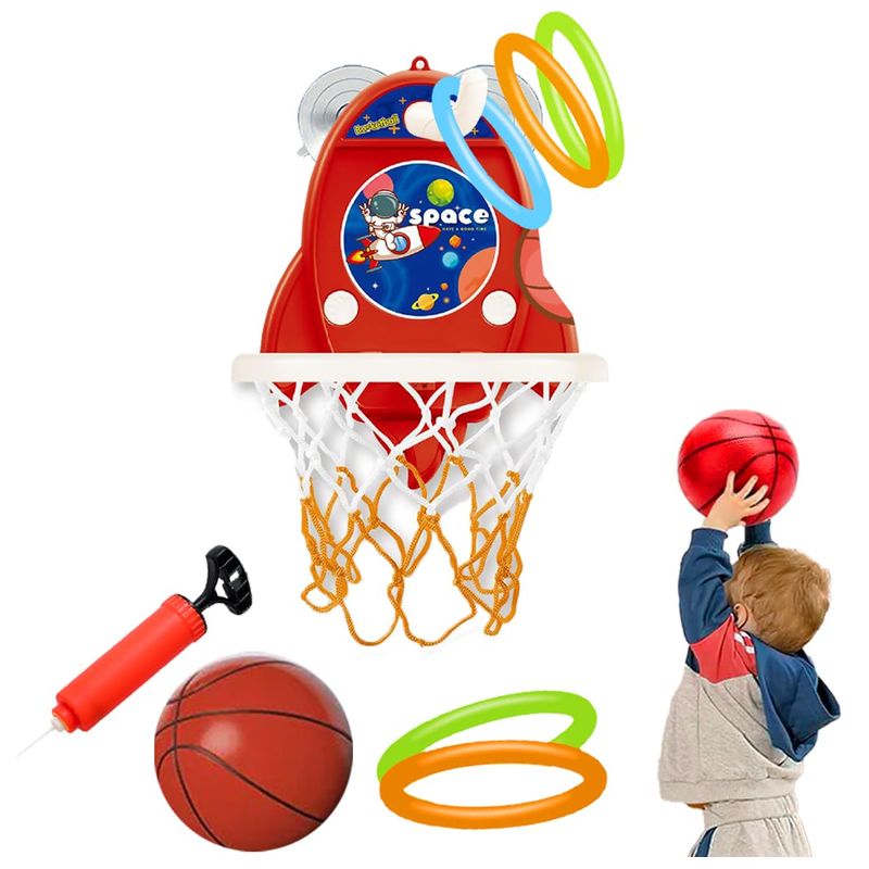 Coo11 Kids Basketball Hoop 2-in-1 Wall Mount Space Themed with Digital ...
