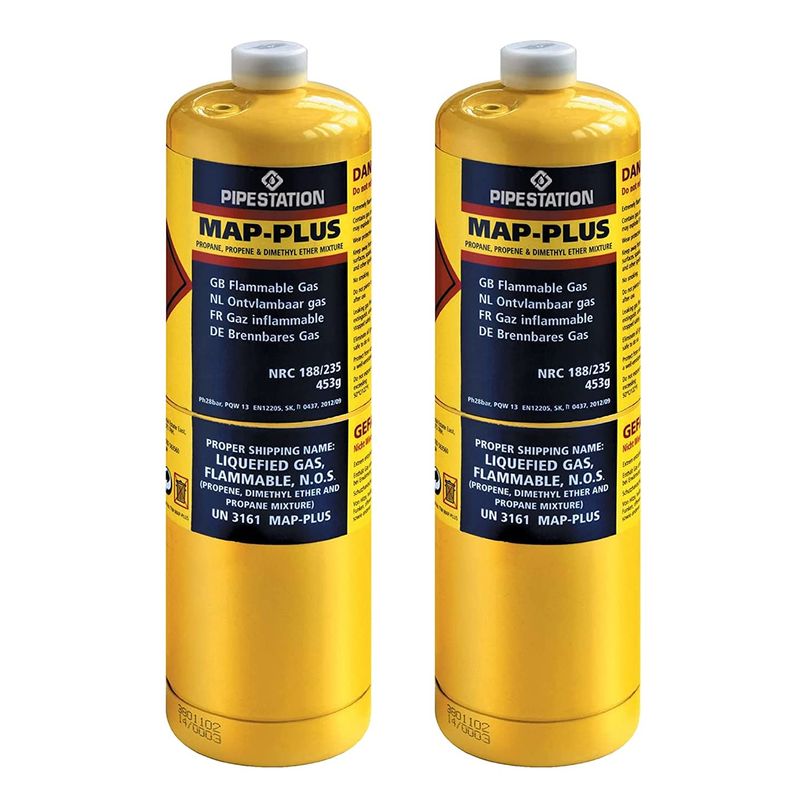 2 x Mapp Gas / Map Gas Pro Plus Gas Torch Canister Cartridge Disposable ...