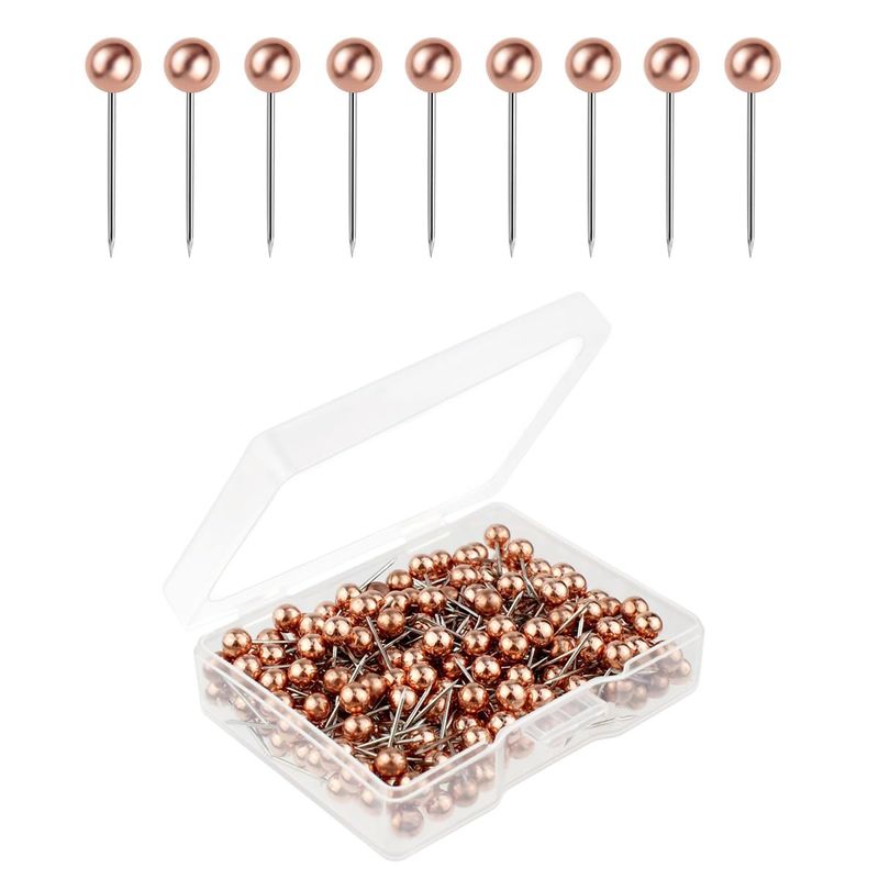 200 Pack Push Pins Map Tacks Small Round Head Push Pins Stainless Steel ...