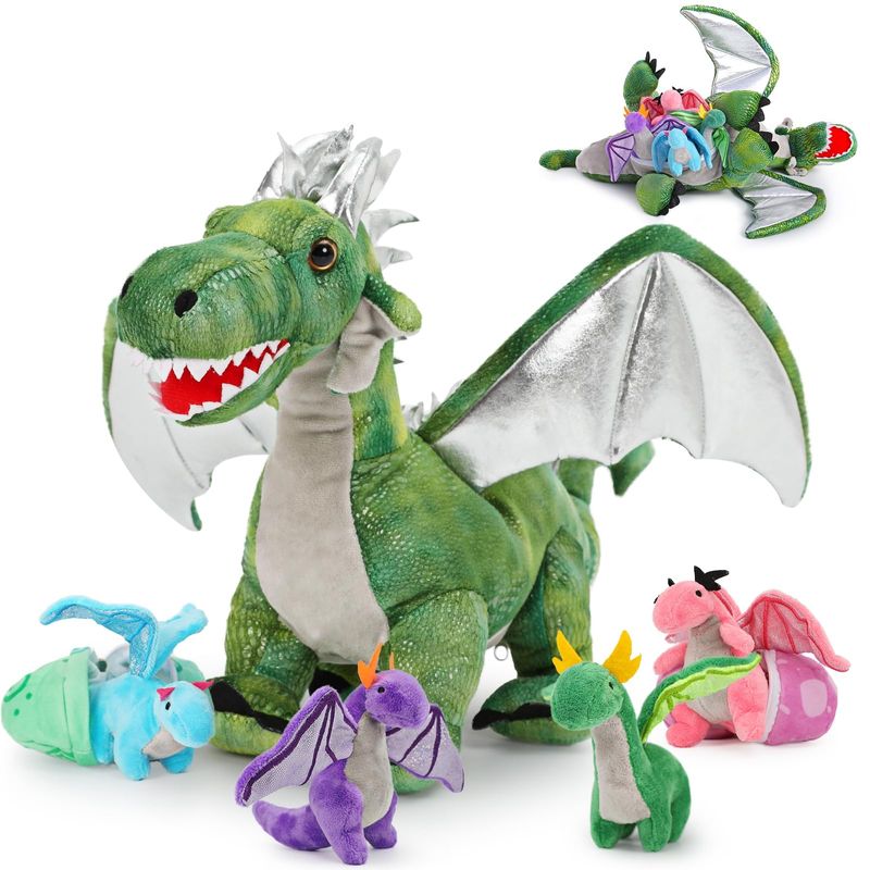 Tezituor Dragon Plush Stuffed Animal, 21.6 Inch Stuffed Mommy Dragon ...