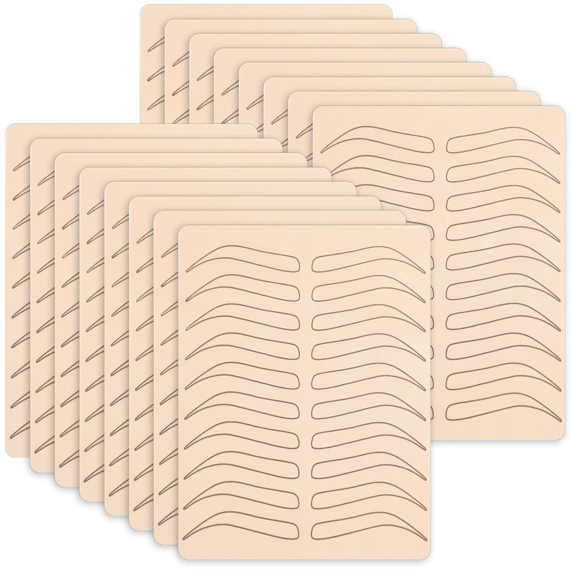 16 Pieces Microblading Supplies Double Sided Practice Skin for Eyebrows Practice Fake Skin Latex ...