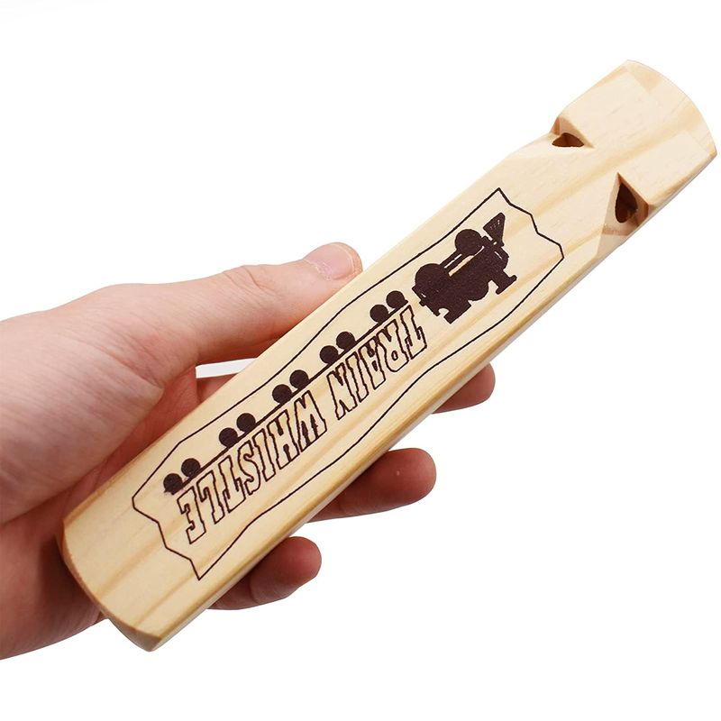 MYUBWTF Solid Wood Train Whistle 4 Tones, Noisemaker Toys and Conductor Whistle for Birthday ...