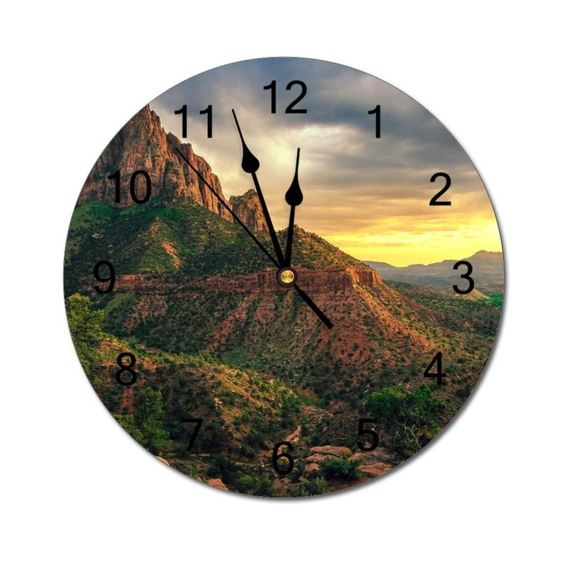 Wall Clock Silent Non Ticking PVC Clocks, Nature Landscape Sunset ...
