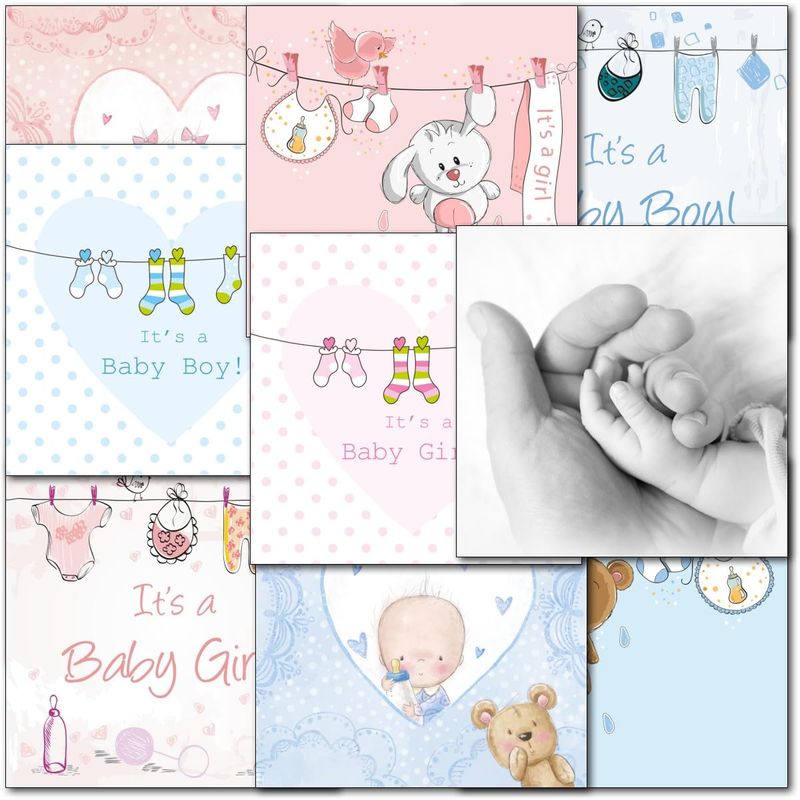 doodlecards Pack 10x Mixed New Baby Birth Congratulations Cards ...