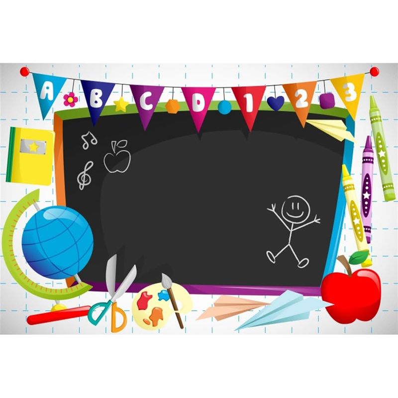 ABC Blackboard Banner 8x6ft Fabric Kids Back to School Backdrop ...