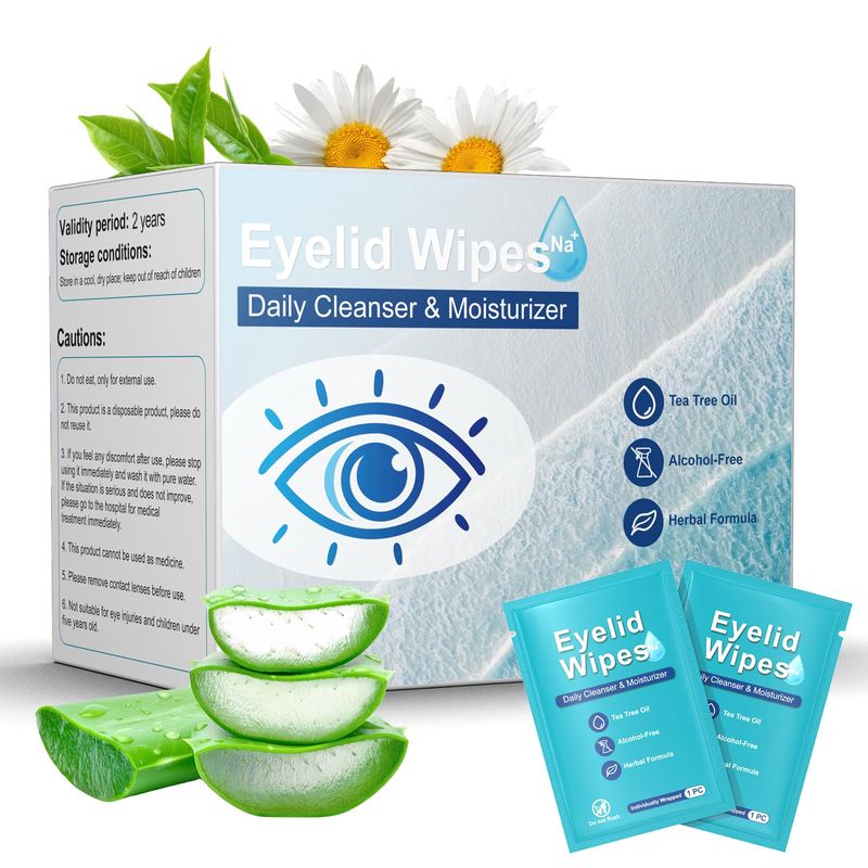 30PCS Eyelid Cleansing Wipes for Itchy & Dry Eyes, Saline Based Eye Wet ...