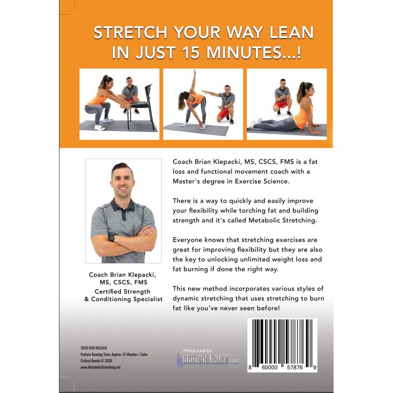 CRITICAL BENCH Metabolic Stretching Workout DVD - Improve Flexibility ...
