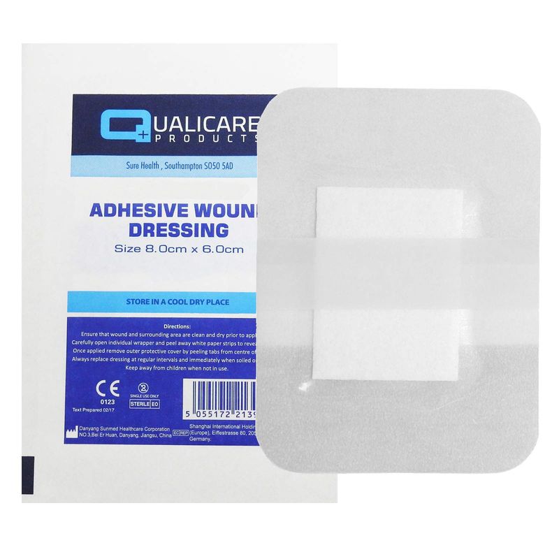 Qualicare 10 X 8CM x 6CM PREMIUM STERILE FIRST AID ADHESIVE WOUND CUT ...
