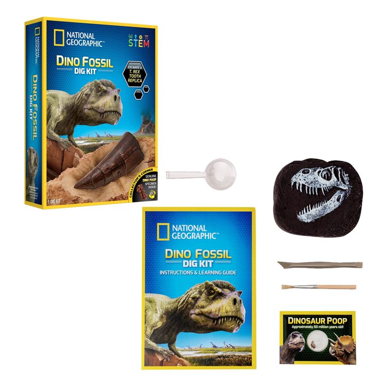 Bandai National Geographic - Excavation Kit - 3 Dinosaur Fossils to Dig ...
