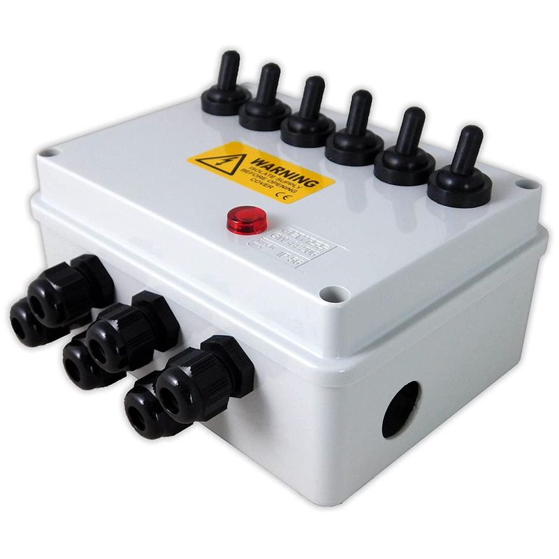 Aquacadabra 6-Way Armoured Garden Switch Box Weatherproof for Outdoor ...