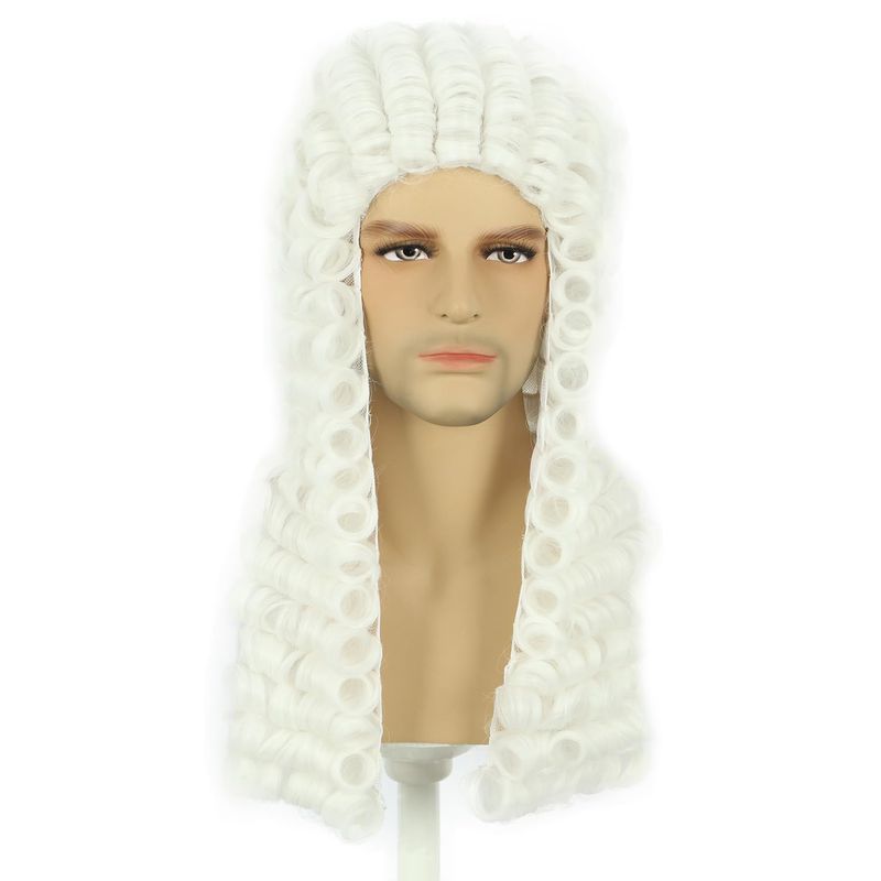 karlery George Washington Wig Judge Colonial Wig Man Long Curly White ...