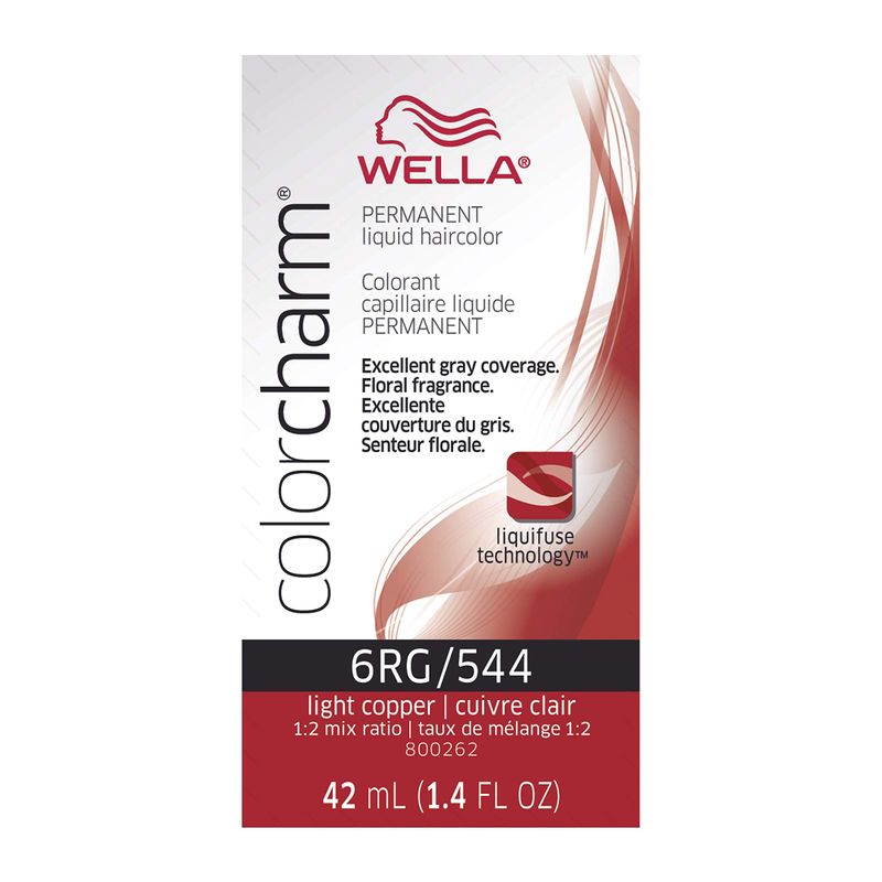 WELLA Color Charm Permanent Liquid Hair Color for Gray Coverage, 6RG ...