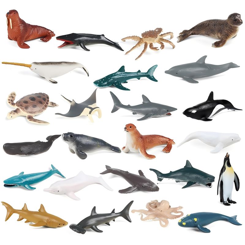 AAGWW Mini Marine Animals Realistic Sea Animal Model Mini Shark Dolphin ...
