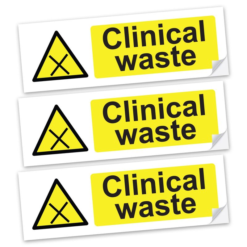 SAFESIGN (3 Pack) Clinical Waste Vinyl Sign Stickers 150 X 50mm ...