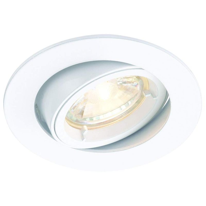 Tilting Round Recess Ceiling Down Light – Matt White – Adjustable Angle ...